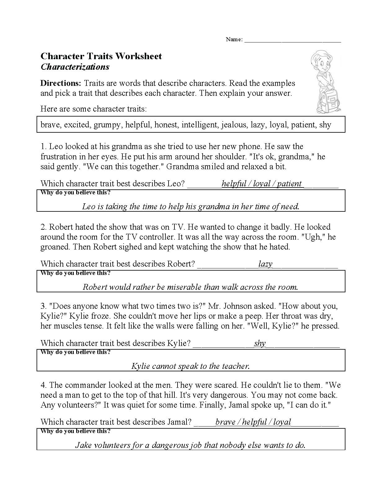 Character Traits Worksheet Elements Of Fiction Activity Character Traits Worksheet Elements Of Fiction Activity